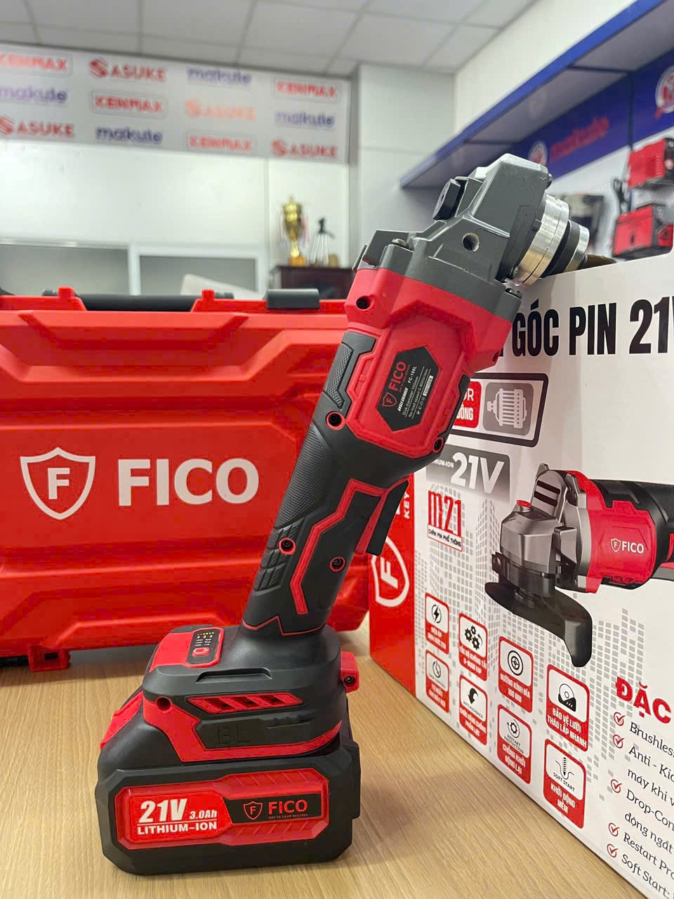 Máy mài góc dùng pin FICO FC-100L (2 pin 3Ah, sạc) - Điện máy Phan Nguyễn